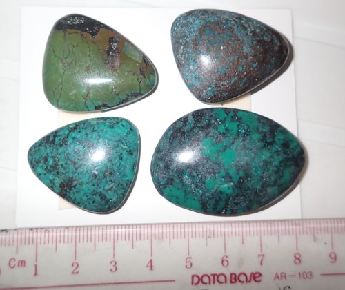 Turquoise Stone Flat Free Form Cabochon 173.5 Carat 4 pieces 34.7 gram ...