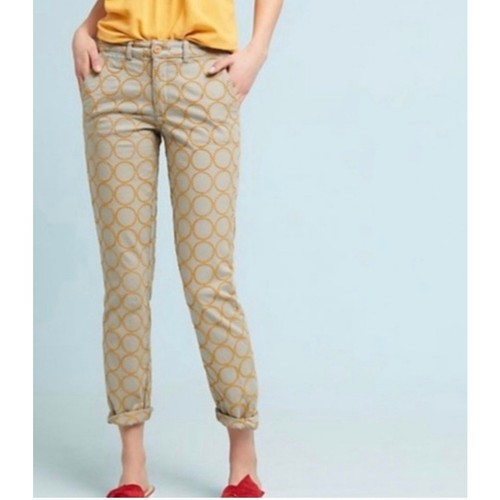 Anthropologie Relaxed Circle-Embroidered Chino Pants Size 29 | eBay