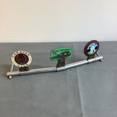 3x Vintage Metal Enamel Camping Caravan Club Vehicle Badges with Desmo ...