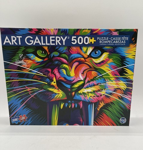NEW Sabertooth Tiger 500 Piece Puzzle Bob Weer Art Gallery Rainbow 19 ...