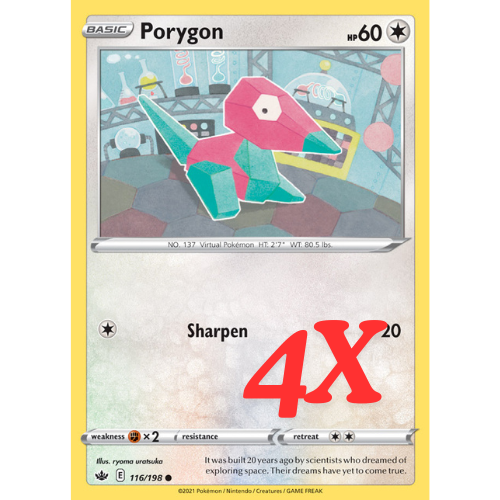 4X Pokémon TCG Porygon 116/198 Chilling Reign Regular Common English ...