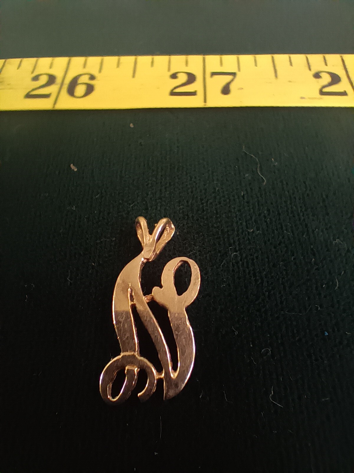 14K Gold Letter "N" Charm/ Pendant - Gem