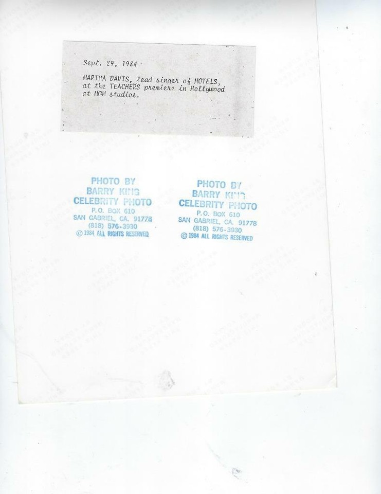 Martha Davis lead singer of "Motels" at teachers premiere Music Still ...