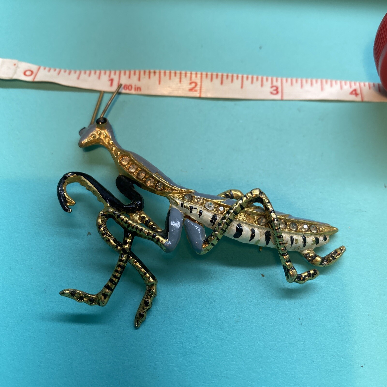 Gold Pave and Metallic Enamel Praying Mantis Pin | eBay