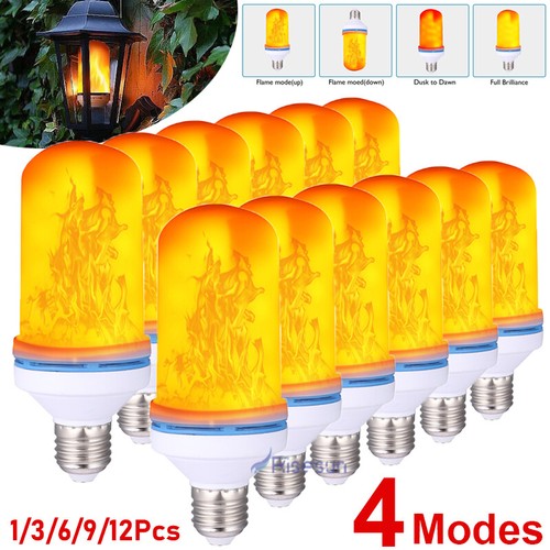 3-12Pcs LED Flame Effect Light Bulbs, 4 Modes Simulated Nature Fire ...