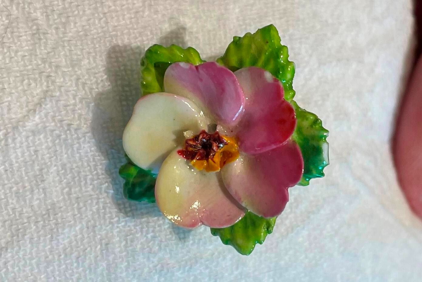 Made in England Porcelain Flower Pin – Pinkish or Lavender Colored Wild ...