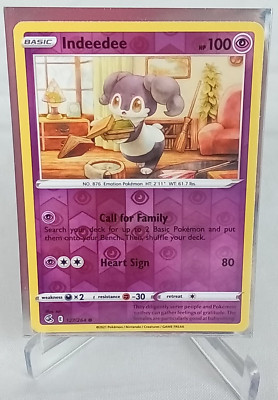 Indeedee 127/264 Fusion Strike Reverse Holo Pokémon Card 2021 | eBay