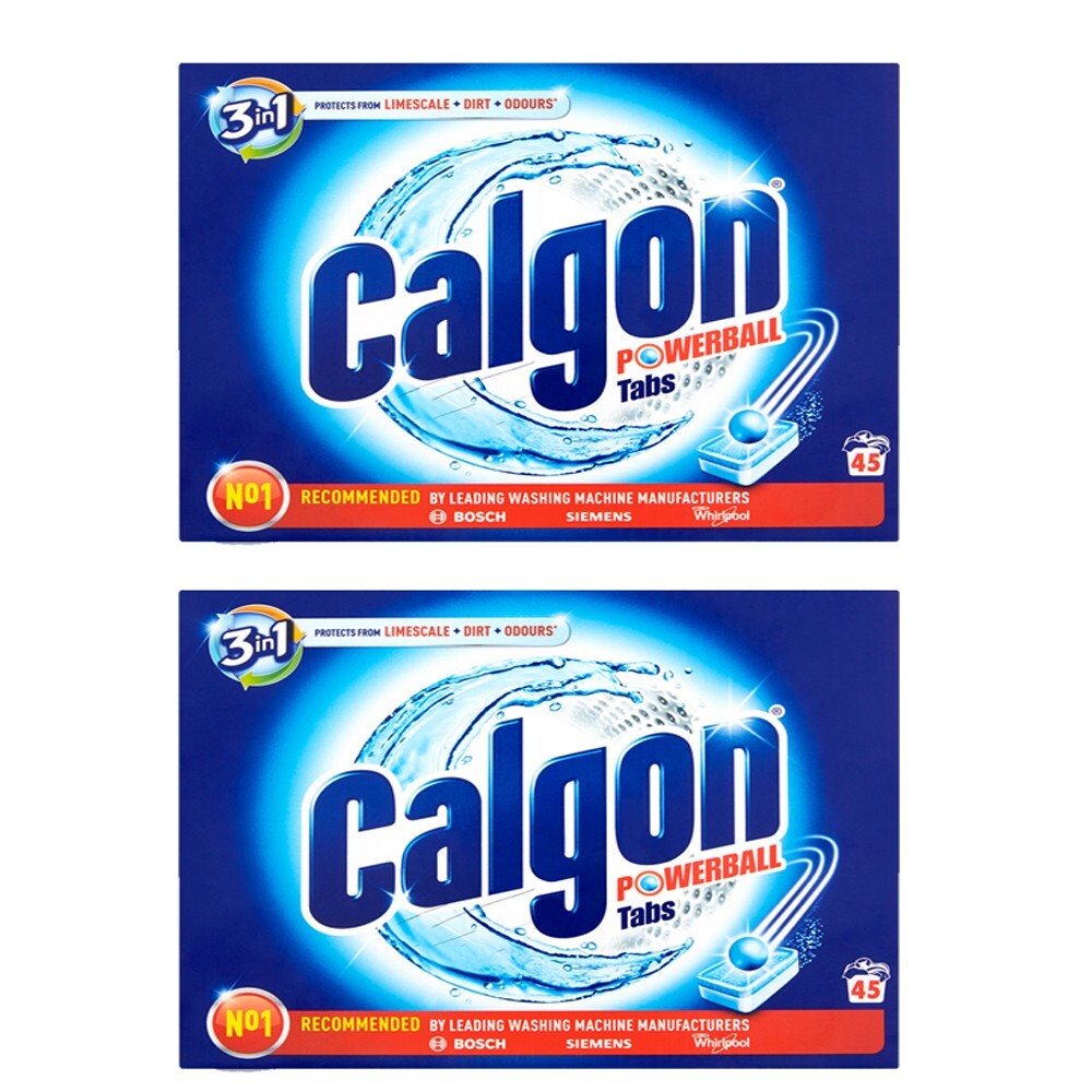 2 x Calgon 3 in 1 Powerball Tabs Water Softener 45 Tablets Limescale ...