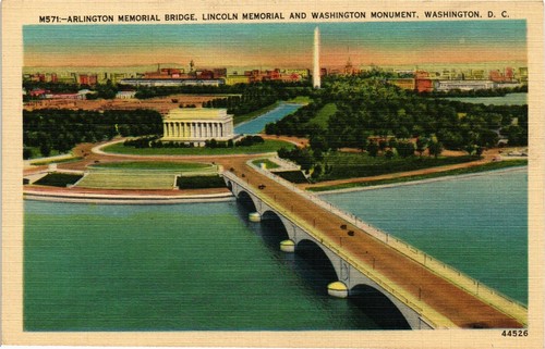 Dr Jim Stamps Postcard Arlington Memorial Bridge Washington DC Linen ...