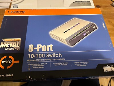 Linksys SD208 8 Port 10/100Mbps Switch & Power Adaptor - unused | eBay