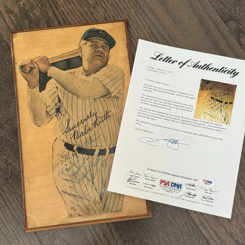 Babe Ruth Signed Photo Plaque * PSA/DNA * Authentic Autograph New York ...