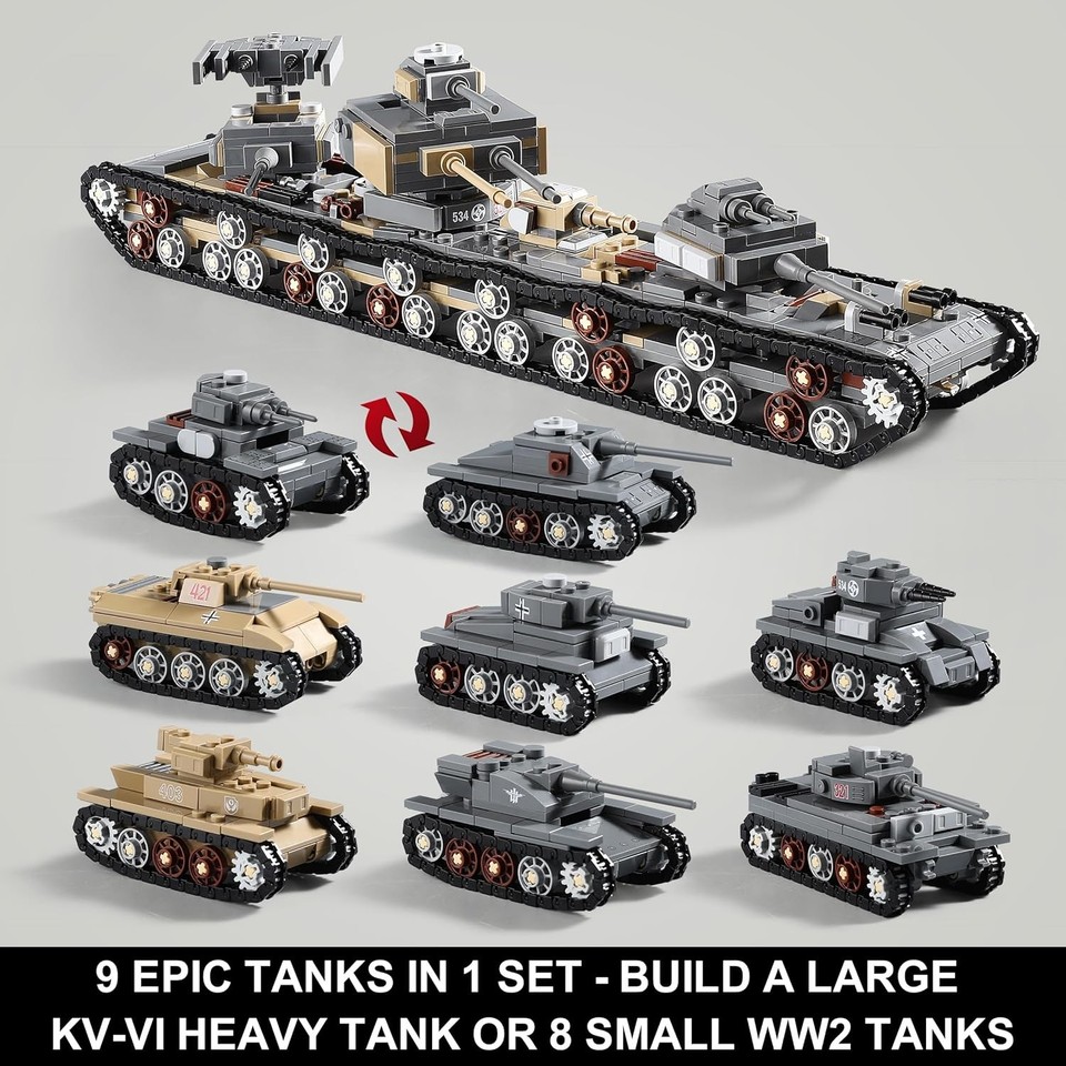 1165-Piece WW2 Army Tank Toys Building Sets Compatible with Lego ...