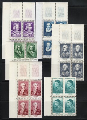 France 1955 MNH Mi 1053-1058 Sc B294-B299 Famous Frenchmen. Portraits ...