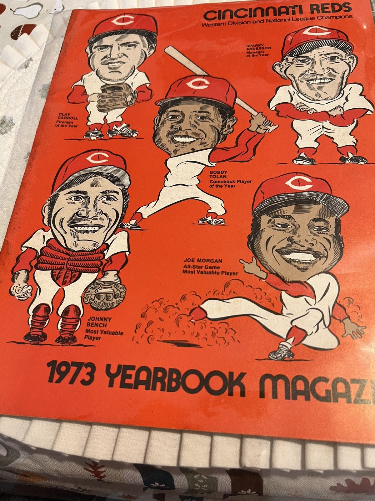 1973 Cincinnati Reds Yearbook Magazine baseball Bob Tolan Johnny Bench ...