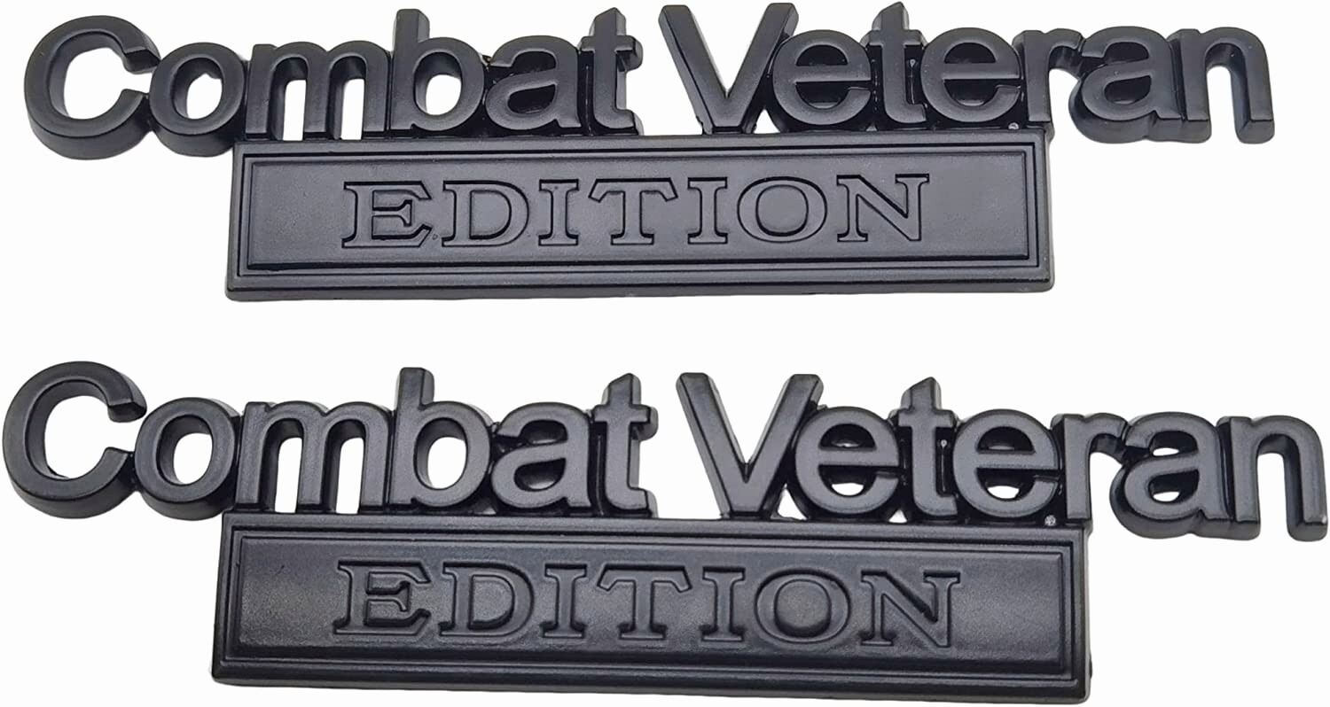 2pcs Combat Veteran Edition Emblems Stickers Badges Truck Fender Black ...