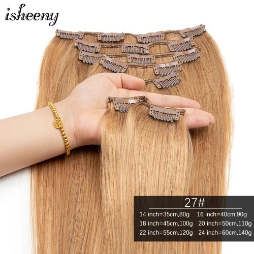 14"-24" Clip In Human Hair Extensions Brazilian Remy Extension Clip On ...