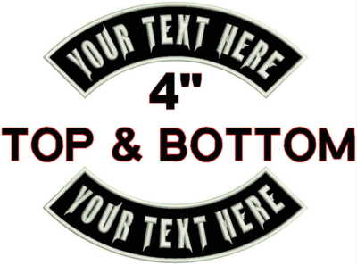 Custom Embroidered 4" Top And Bottom Rocker Patch 2 pc Set Biker MC ...