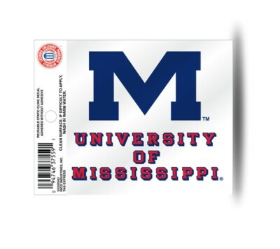 Mississippi Rebels Block M Logo Static Cling Sticker NEW Window or Car ...
