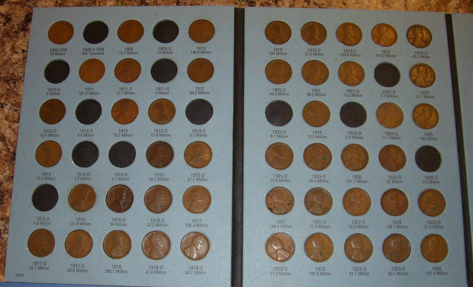 Wheat penny Collection 1909 vdb 2025 lincoln steel cents pds bu +extra ...