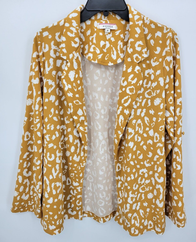 Andree by Unit Jacket Womens Medium Leopard Print Blazer Boyfriend Fit ...