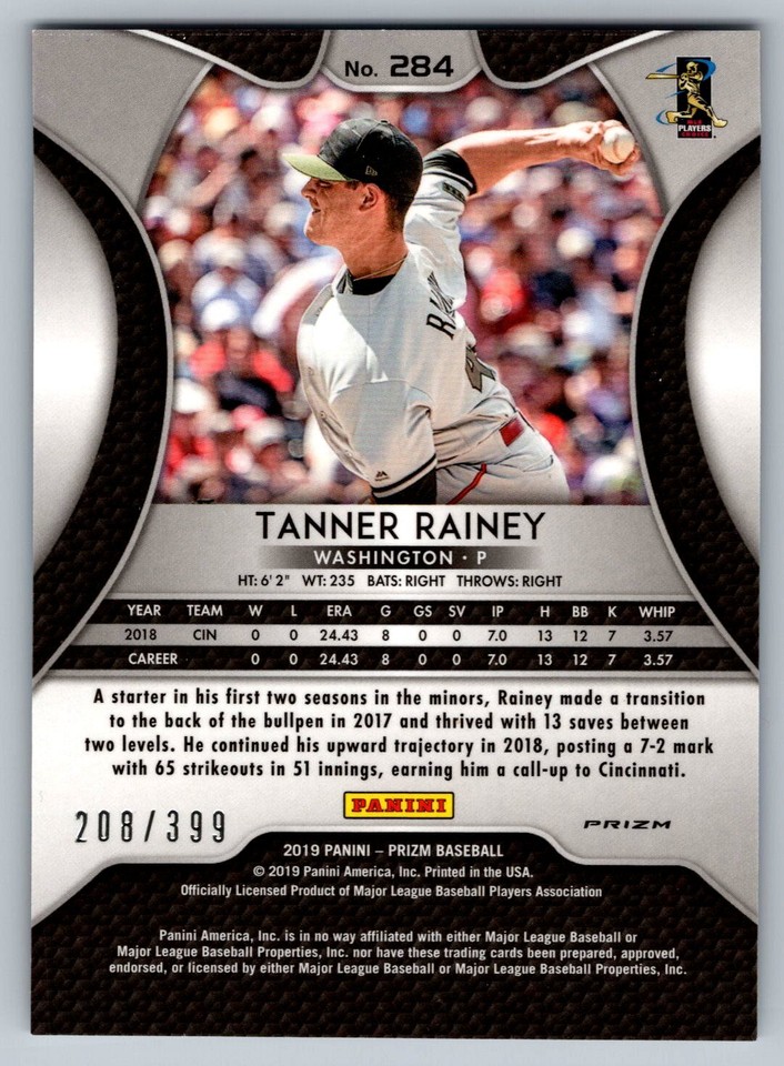 2019 Panini Prizm #284 Tanner Rainey Blue Mojo Nationals 208/399 Free S ...