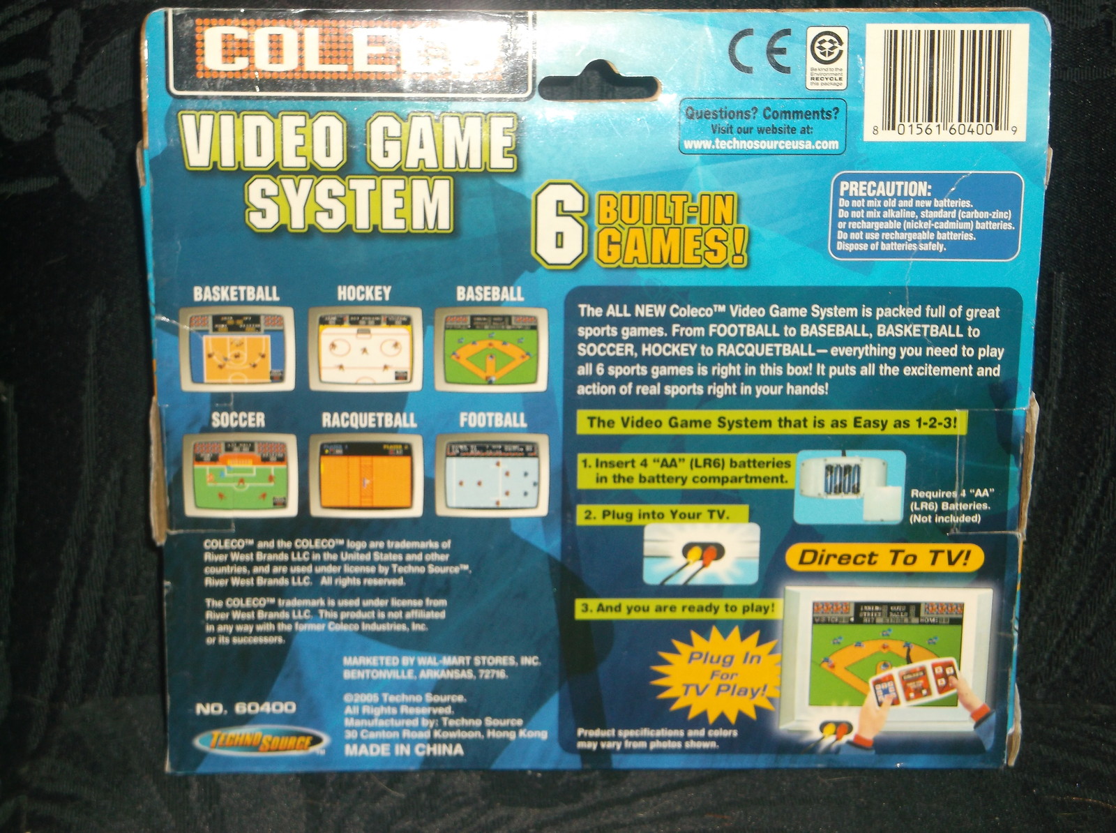 Coleco video game System-6 built in games-2005 techno source-plug ...
