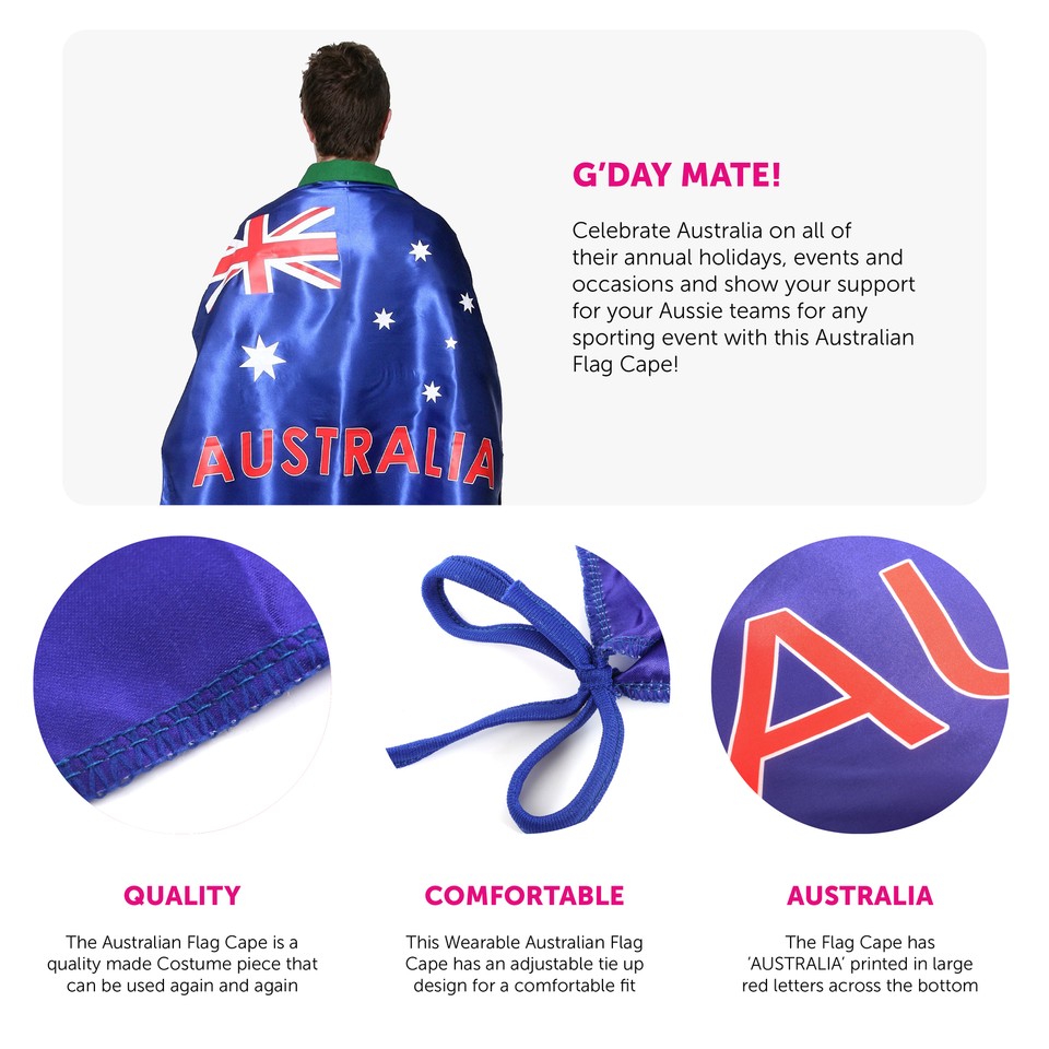 AUSTRALIAN FLAG CAPE AUSSIE FANCY DRESS COSTUME CRICKET SPORT ...