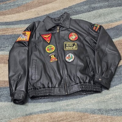 Vintage Oscar Piel USMC Vietnam War Leather Jacket XL Marines Military ...