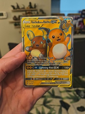 Pokemon TCG Raichu & Alolan Raichu GX 220/236 Tag Team Full Art Ultra ...