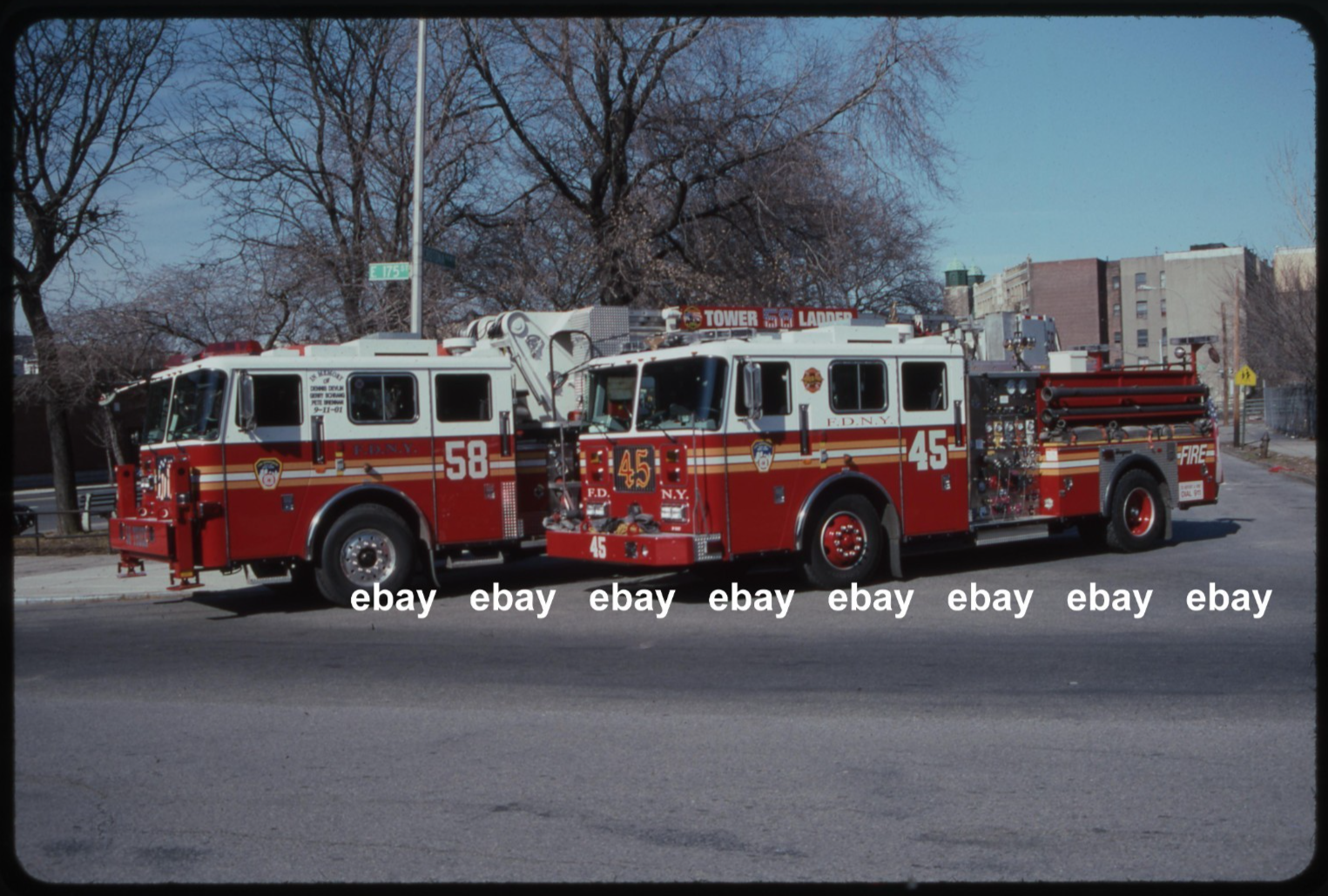 FDNY Engine 45 & Ladder 58 group shot Fire Apparatus Slide | eBay