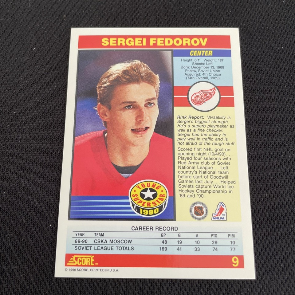 SERGEI FEDOROV 1990/91 SCORE YOUNG SUPERSTARS ROOKIE CARD! RARE! RED ...