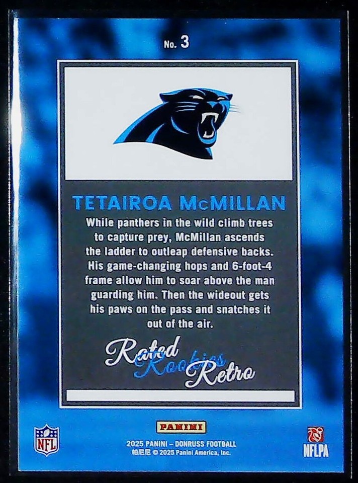 2025 Donruss Tetairoa McMillan Rated Rookies Retro #3 Carolina Panthers ...