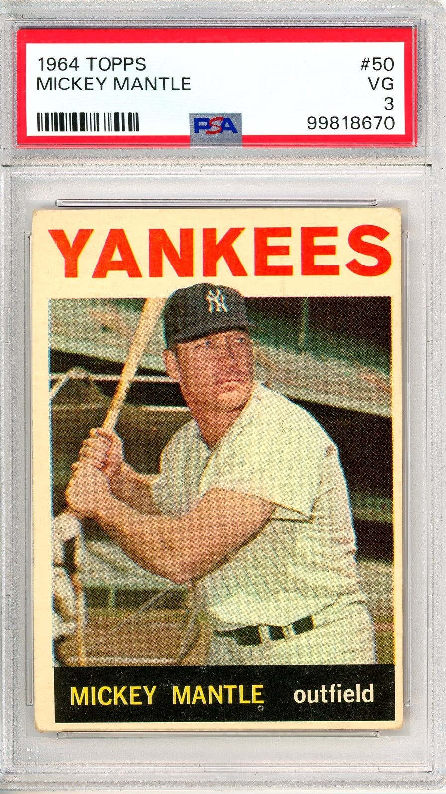 1964 Topps MICKEY MANTLE #50 PSA Graded 3 VG-Cond. "Just Graded INVEST ...
