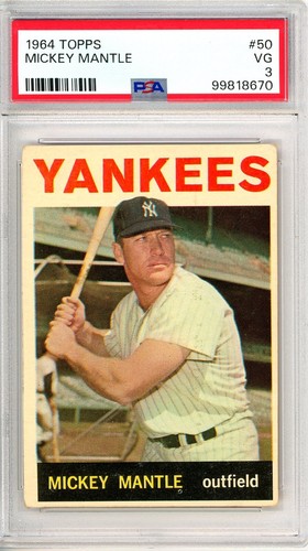 1964 Topps MICKEY MANTLE #50 PSA Graded 3 VG-Cond. "Just Graded INVEST ...