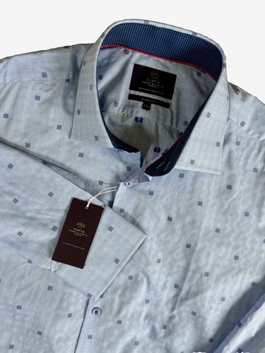 NEW Hawes & Curtis Men's Shirt XXL Brandon Slim Fit Blue Flip Cuff Soft ...