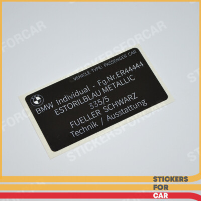 BMW Individual Label Sticker Decal - E36, E38, E39, E46, E53, Z1, Z3 | eBay