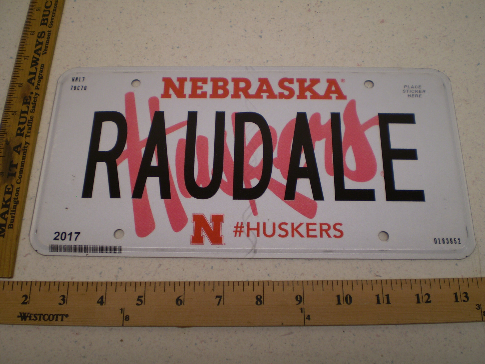 2017 17 NEBRASKA NE VANITY LICENSE PLATE RAUDALE LAST NAME SURNAME | eBay