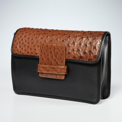 Walter Katten New York Made in Italy Oversized Ostrich Leather Clutch ...