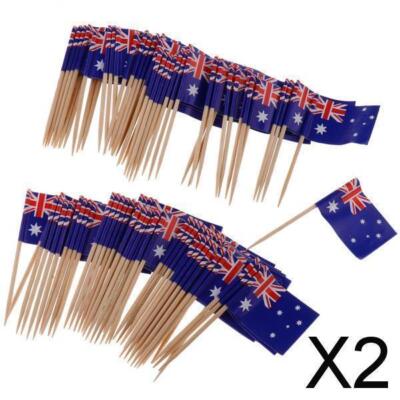 2X 100 Pieces Decorative Flag Toothpicks Party Food Decorations ...