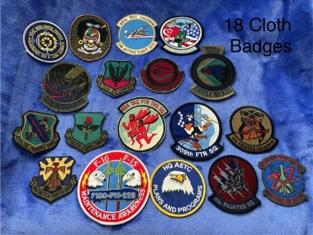 Vintage Military Cloth Badges, Metal Plaques & Stickers (Set of 24 ...