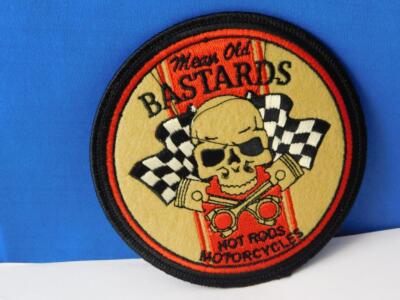 MEAN OLD BASTARDS MOTORCYCLES HOT RODS VINTAGE PATCH SKULL BIKER CAR ...
