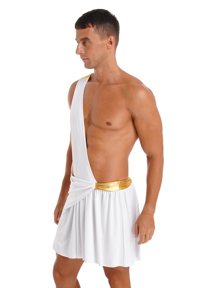 Men One Shoulder Ancient Greek Cosplay Outfit Halloween Party Toga ...