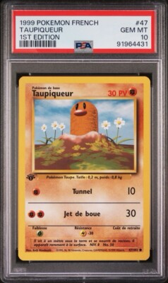 1999 Pokemon FRENCH 1st Edition Base Set Taupiqueur-Diglett 47/102 PSA ...