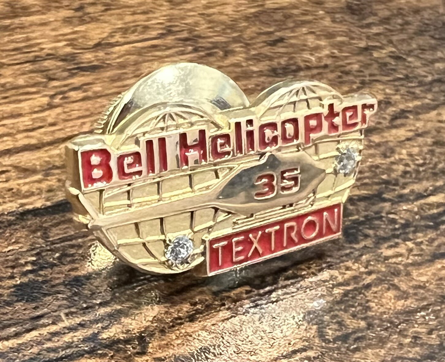 Bell Helicopter Textron 35 Year Service Award Pin 1/10 10K GF 2 Diamond ...