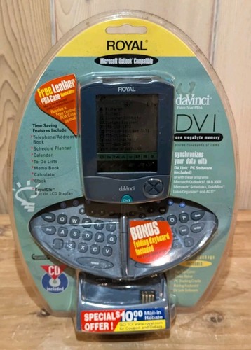 Vintage Royal Davinci DV1 Palm Size Organizer PDA Pocket PC Folding ...