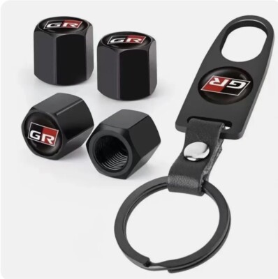 TOYOTA GR YARIS GAZOO RACING Aluminum Tyre Valve Caps Set & Keyring ...