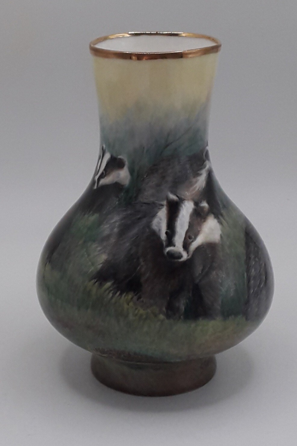 Badger vase designed and freehand painted by Sandra Selby | eBay UK
