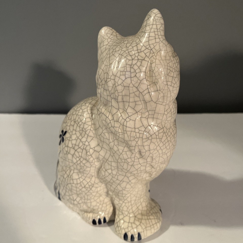 Dedham Potting Shed Pottery. 8.5 in Sitting Cat Signed Crackle Glaze ...