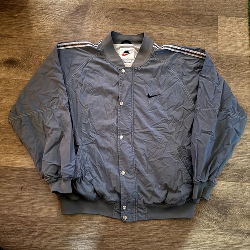 2000s Grey Nike Windbreaker Snap Button Down Jacket | eBay