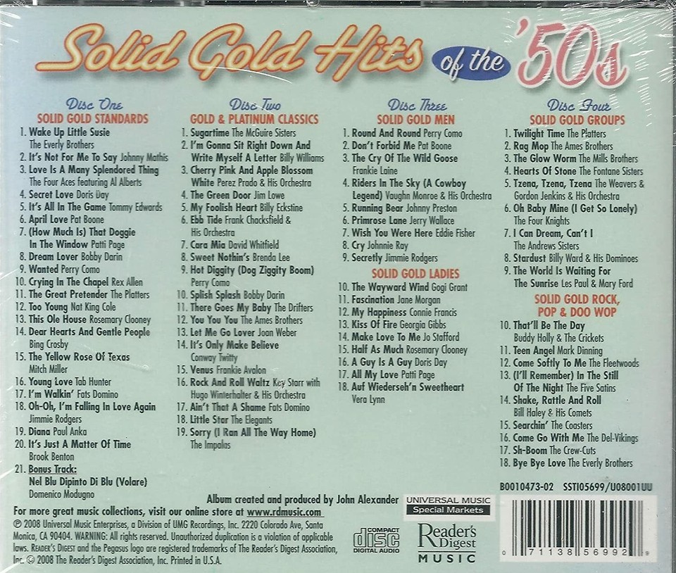 Solid Gold Hits of the 50's - 4 CD Set, from Reader's Digest Music | eBay